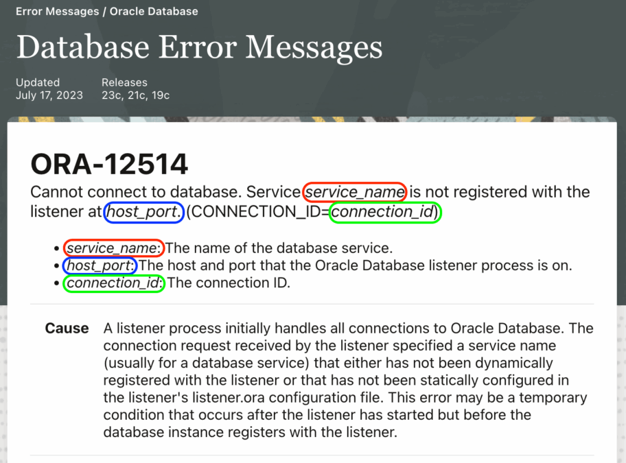 Introducing the Oracle Database Error Help Portal – Gerald on IT